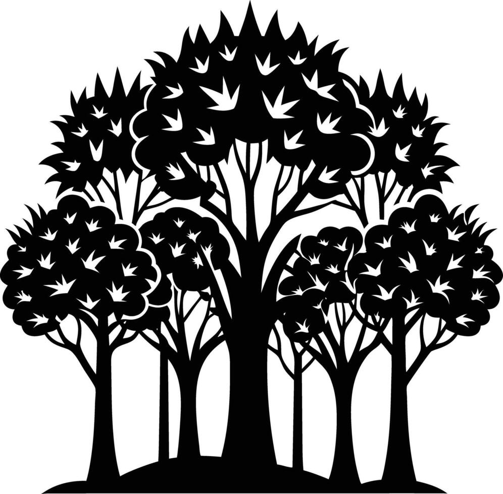 unique treeline silhouette illustration white background 47195945 ...