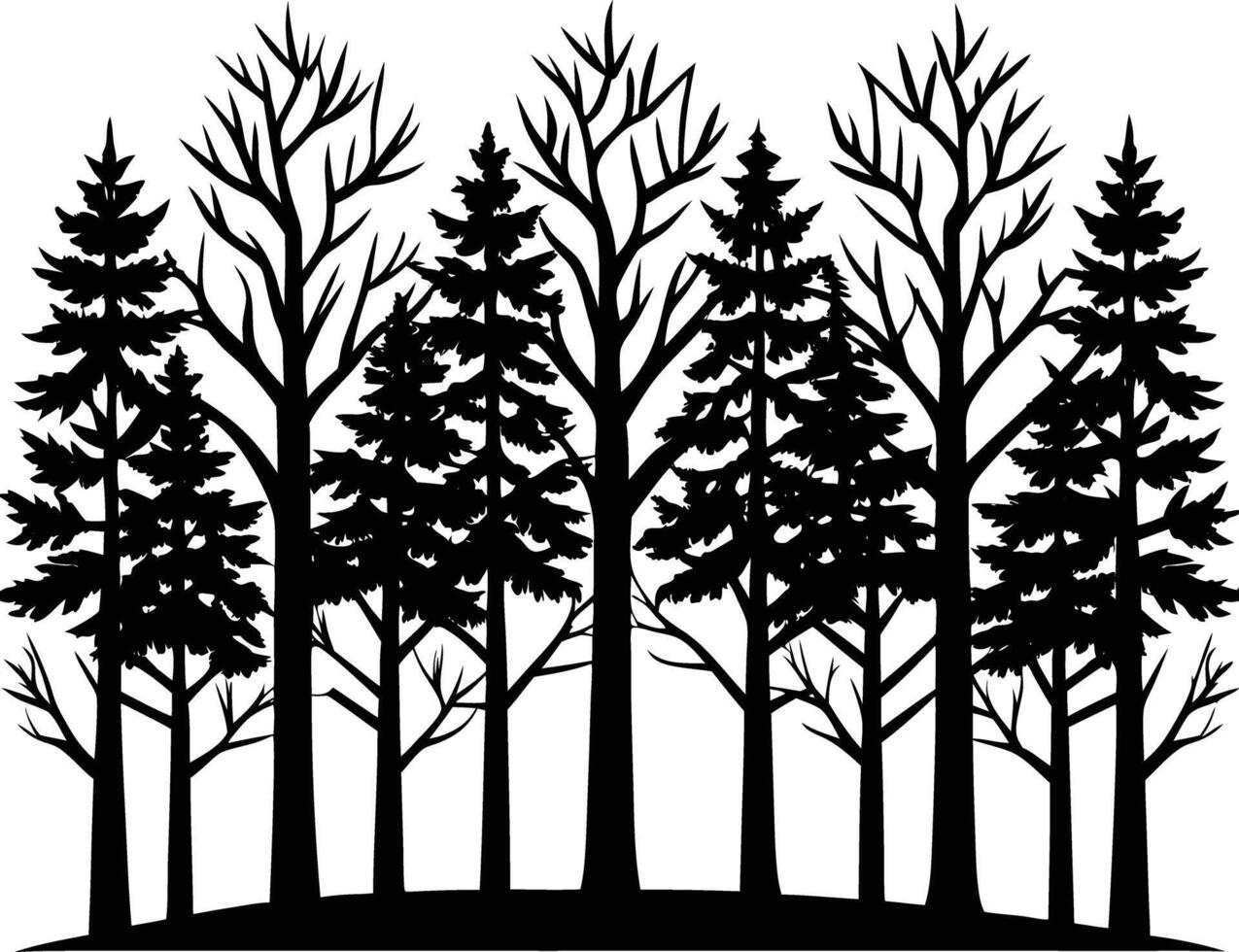 unique treeline silhouette illustration white background 47196076 ...