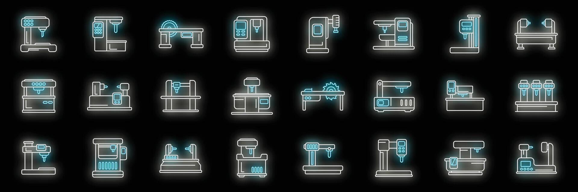 Cnc machine icons set neon 47221785 Vector Art at Vecteezy Cnc machine icons set neon 47221785 Vector Art at Vecteezy