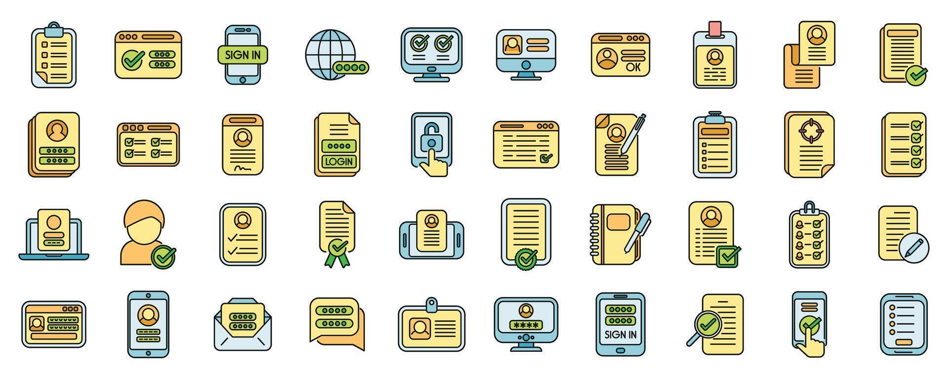 Registration icons set color line 47221819 Vector Art at Vecteezy Registration icons set color line 47221819 Vector Art at Vecteezy