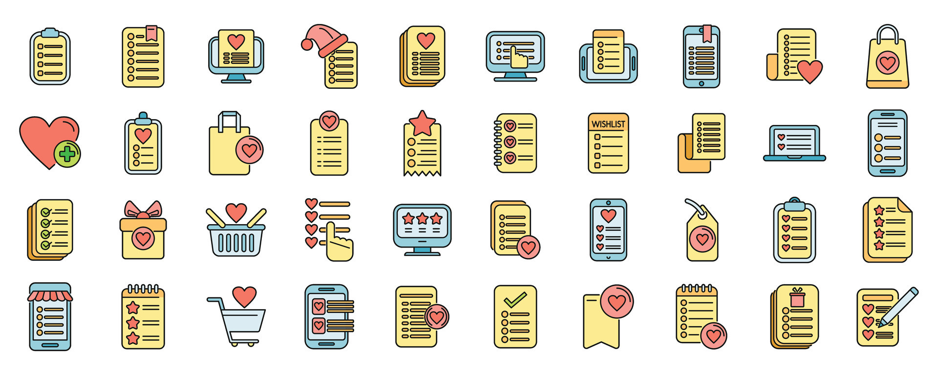 Wishlist icons set color line 47221823 Vector Art at Vecteezy
