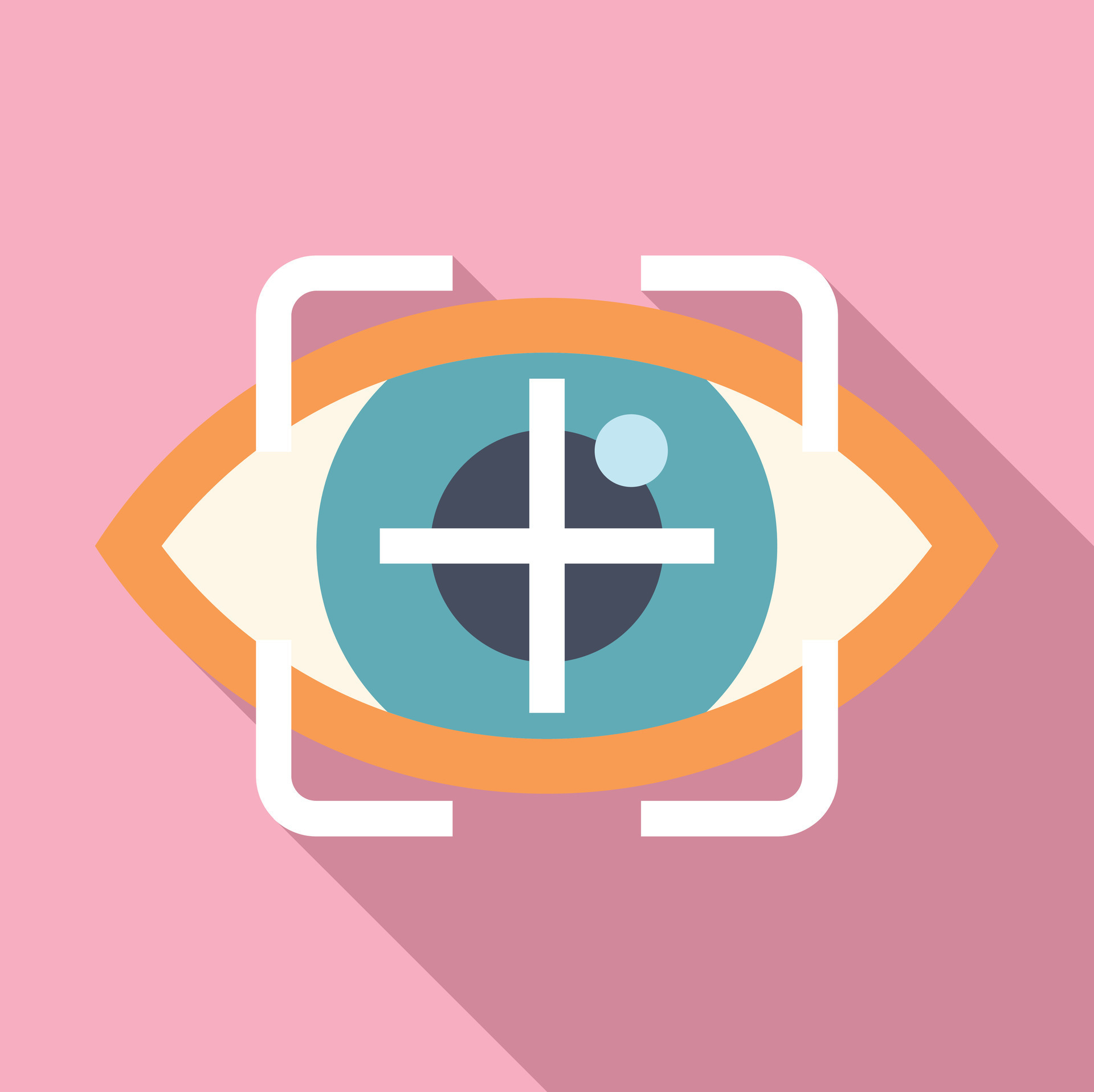 Eye Recognition System Scanning Iris With Crosshair Symbol For Security