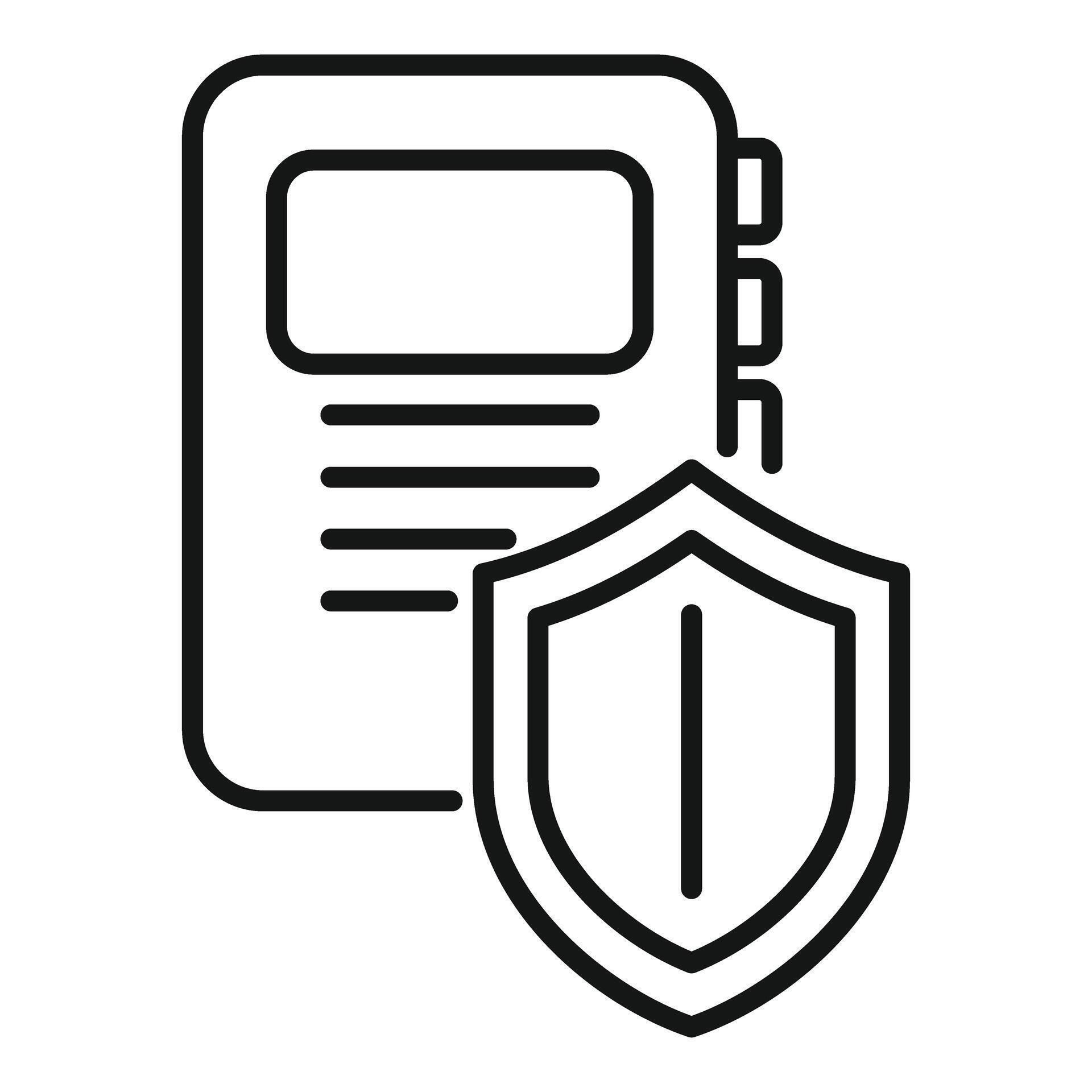 Secure document protection icon, data security outline icon, protecting important files icon ...