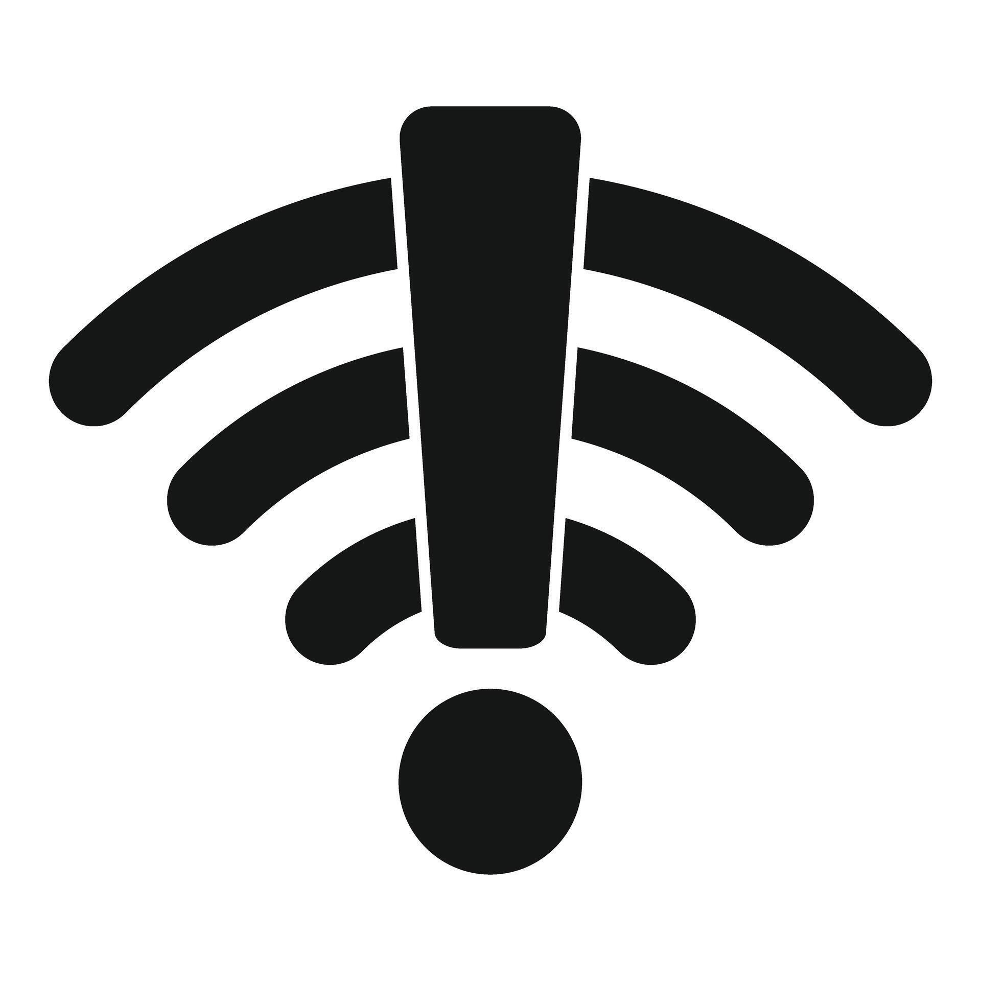 Exclamation point is appearing on wifi signal icon showing warning 47224401 Vector Art at Vecteezy