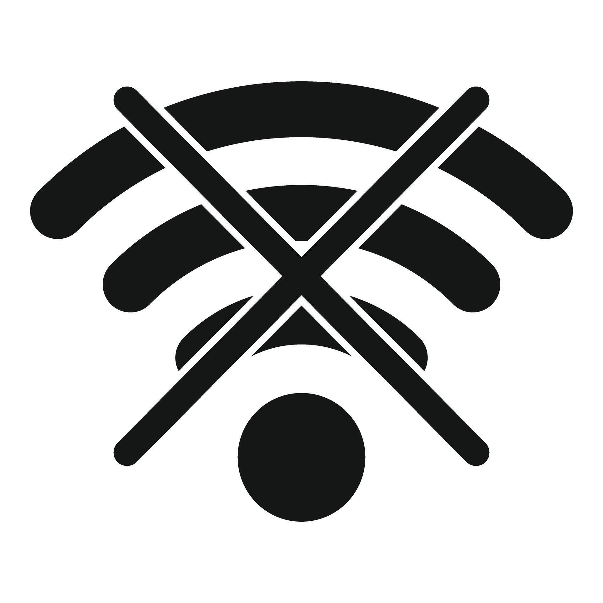 Black wifi icon showing no wireless connection available 47224412 Vector Art at Vecteezy