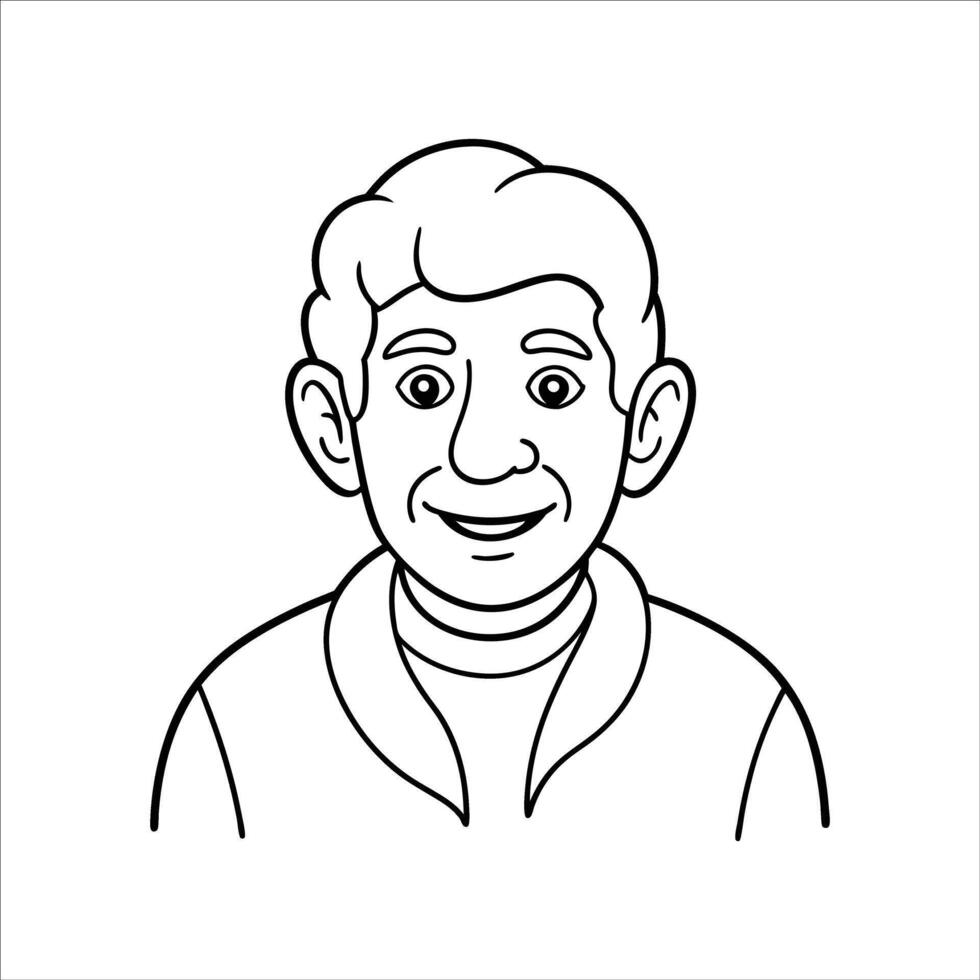 Cartoon Happy Senior Elderly Old Man Design Line Art 47230952 Vector