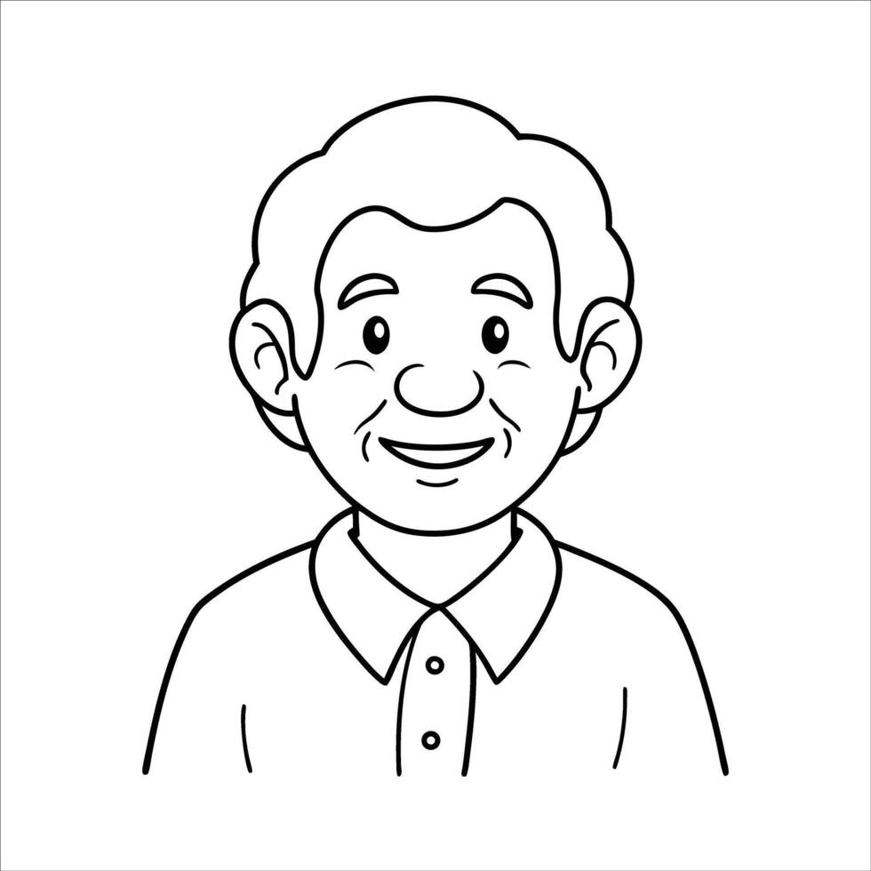 Cartoon Happy Senior Elderly Old Man Design Line Art 47230955 Vector