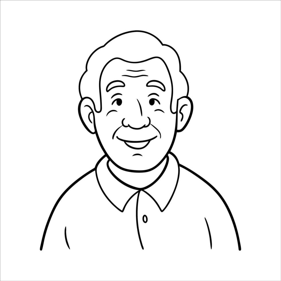 Cartoon Happy Senior Elderly Old Man Design Line Art 47230964 Vector