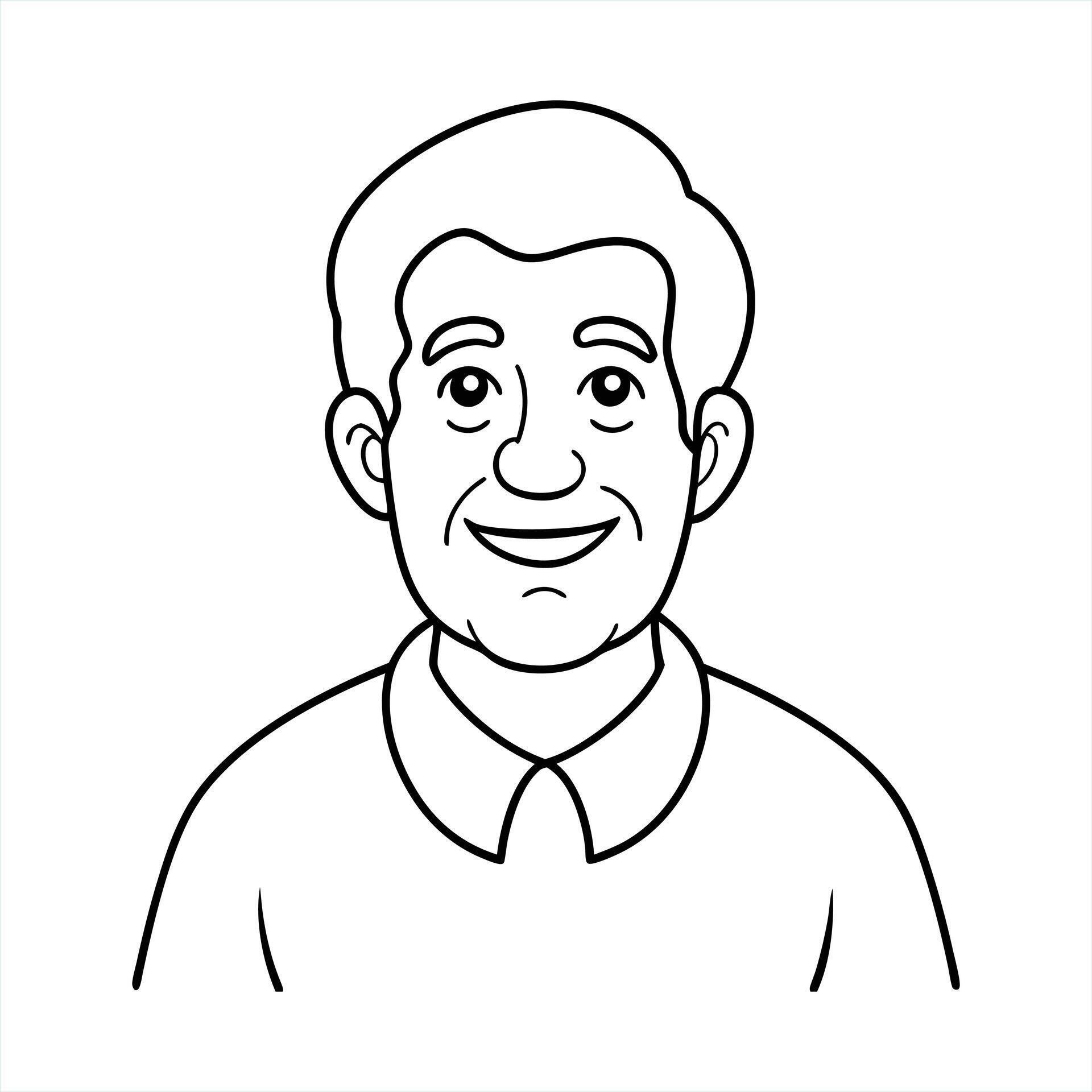 Cartoon Happy Senior Elderly Old Man Design Line Art 47230965 Vector