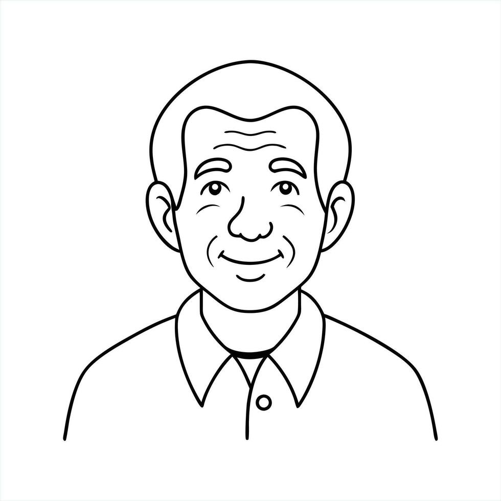 Cartoon Happy Senior Elderly Old Man Design Line Art 47230966 Vector