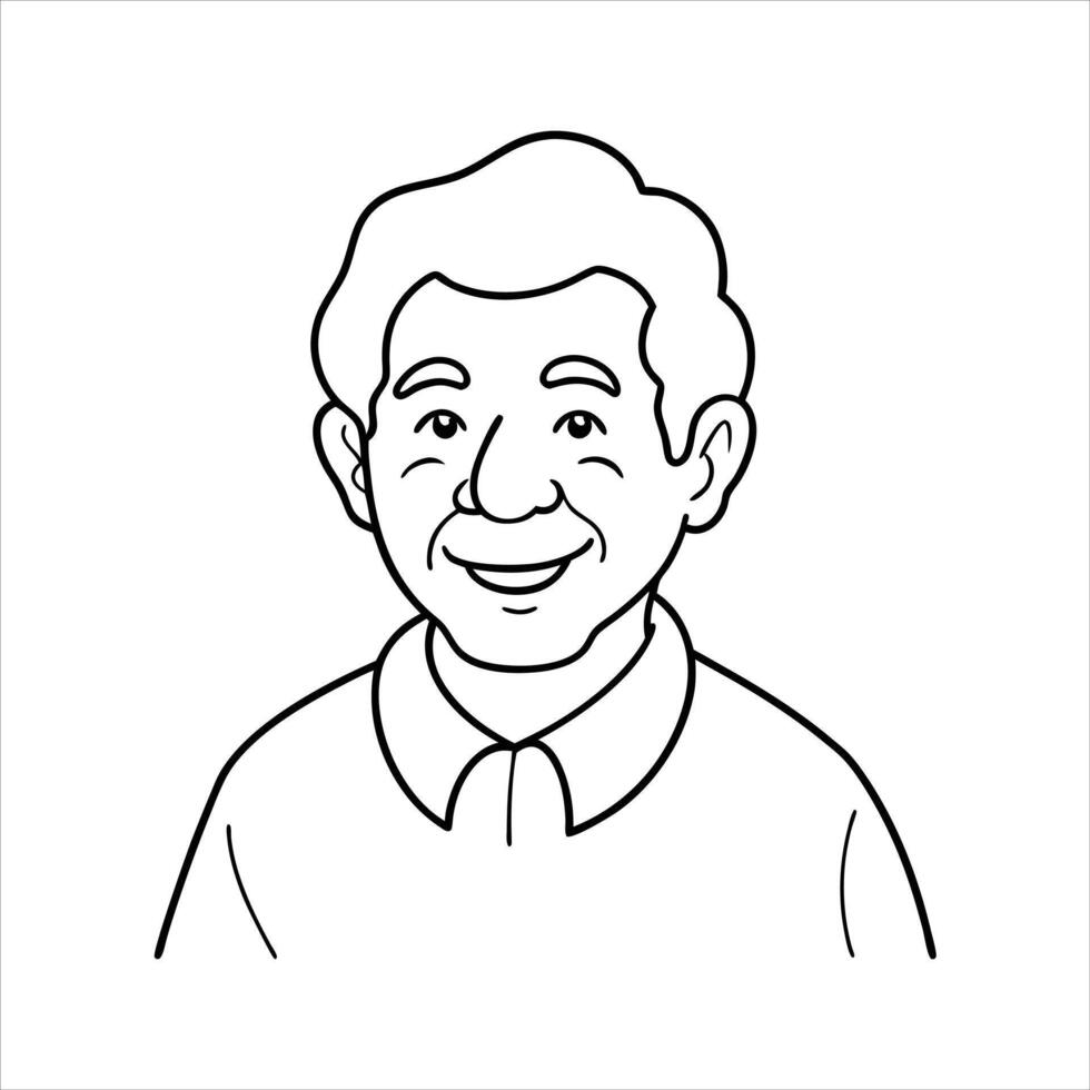 Cartoon Happy Senior Elderly Old Man Design Line Art 47230967 Vector