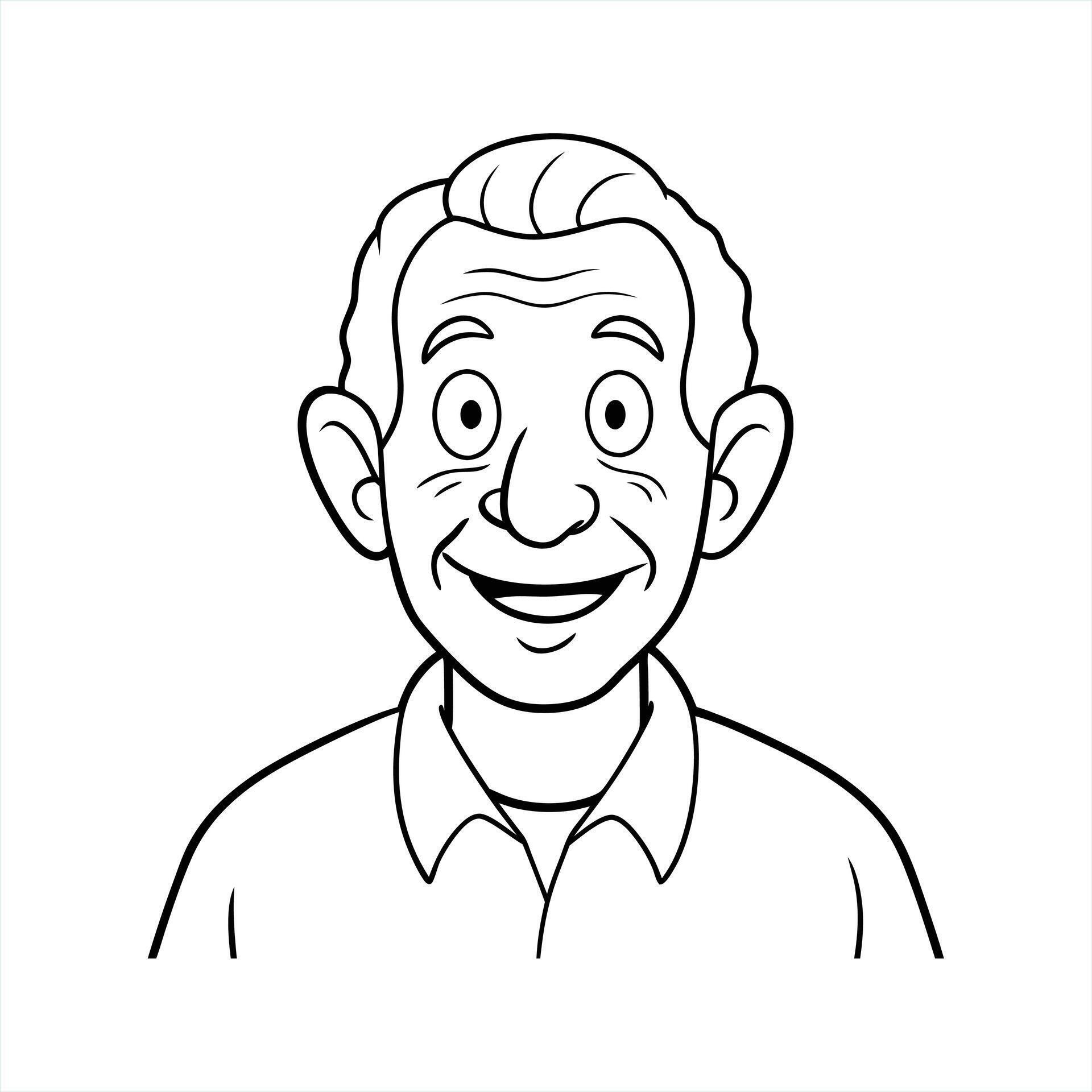 Cartoon Happy Senior Elderly Old Man Design Line Art 47230968 Vector