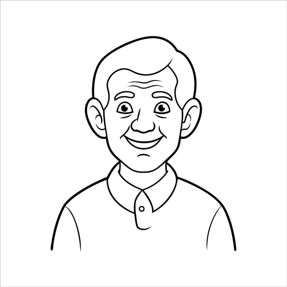 Cartoon Happy Senior Elderly Old Man Design Line Art 47230969 Vector