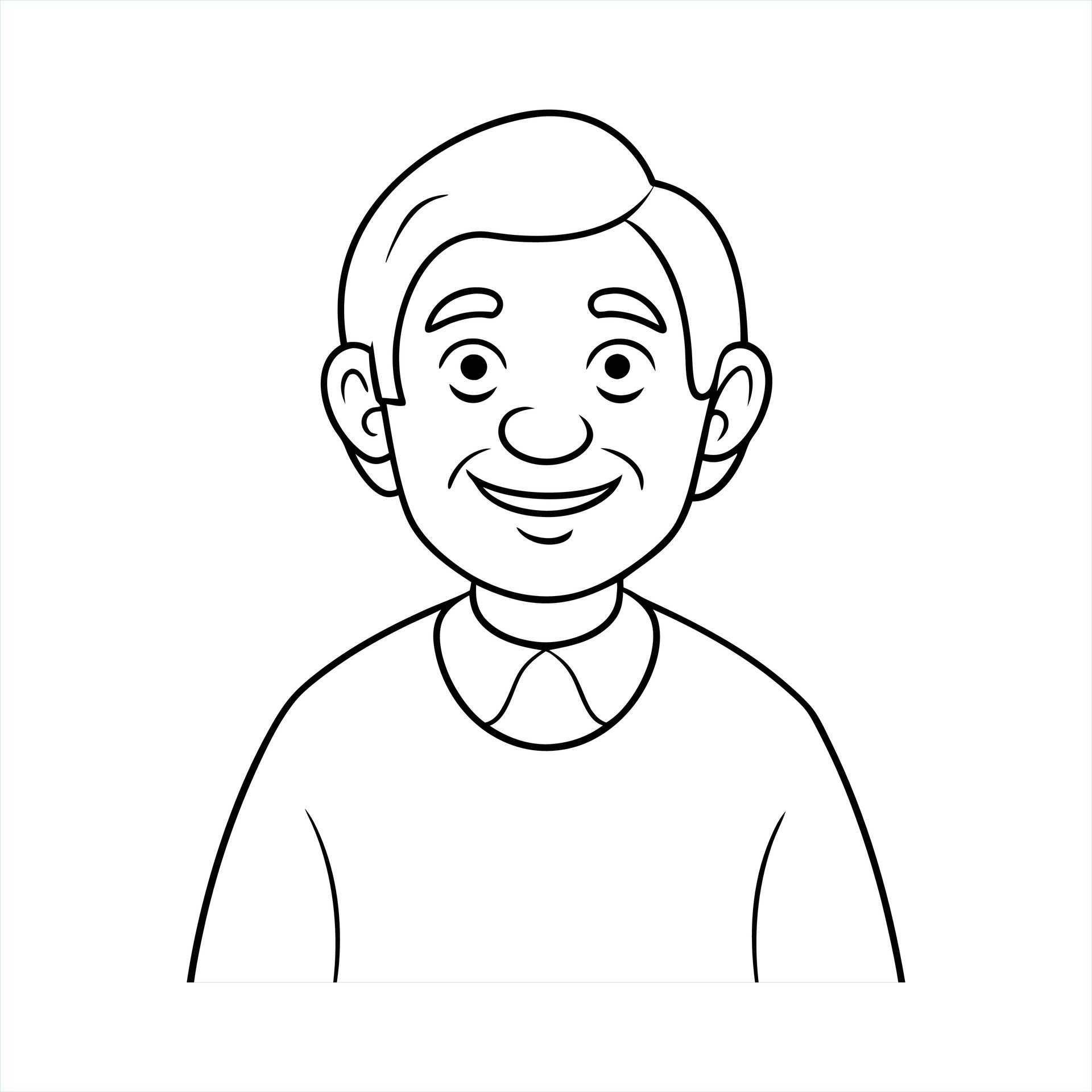 Cartoon Happy Senior Elderly Old Man Design Line Art 47230971 Vector