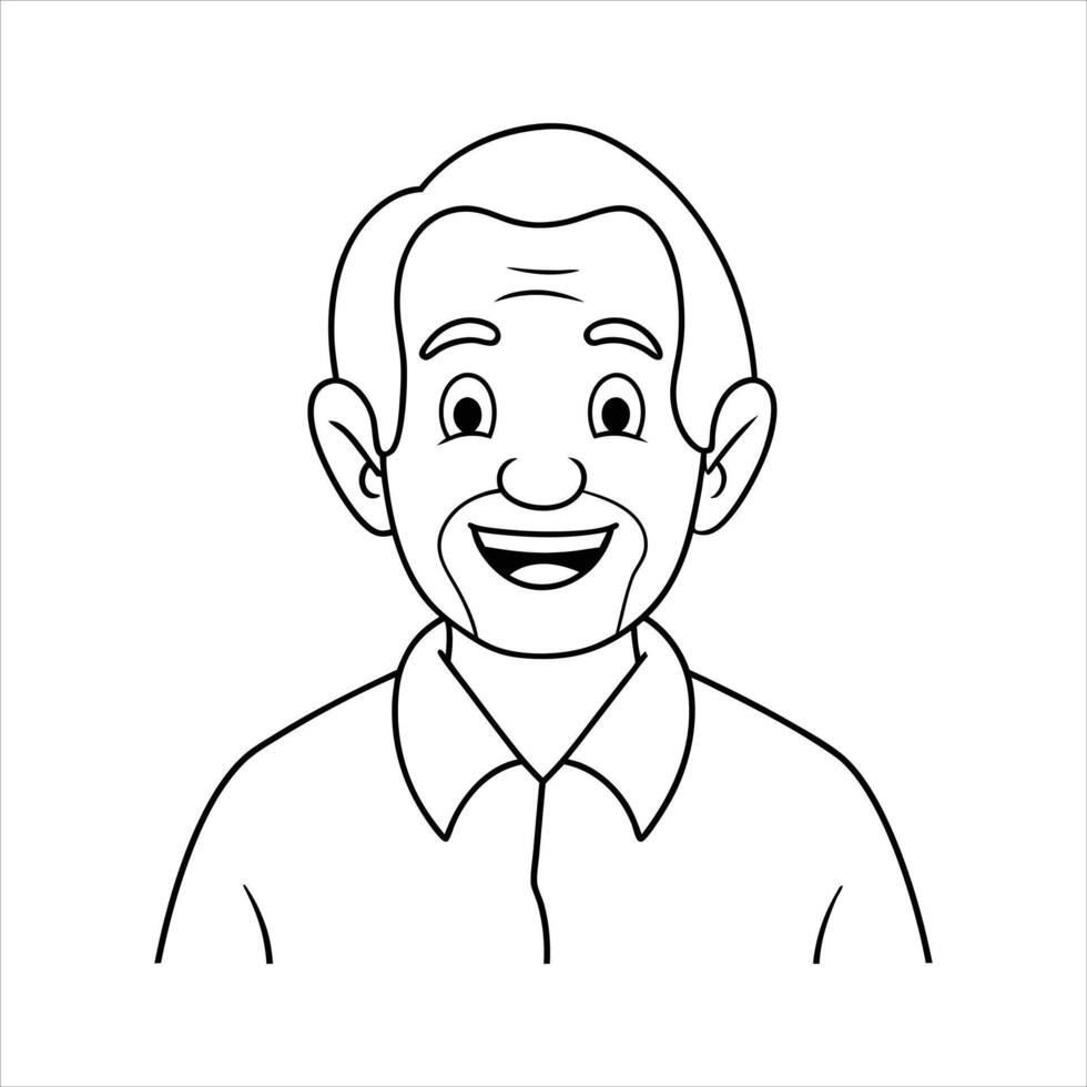 Cartoon Happy Senior Elderly Old Man Design Line Art 47230972 Vector