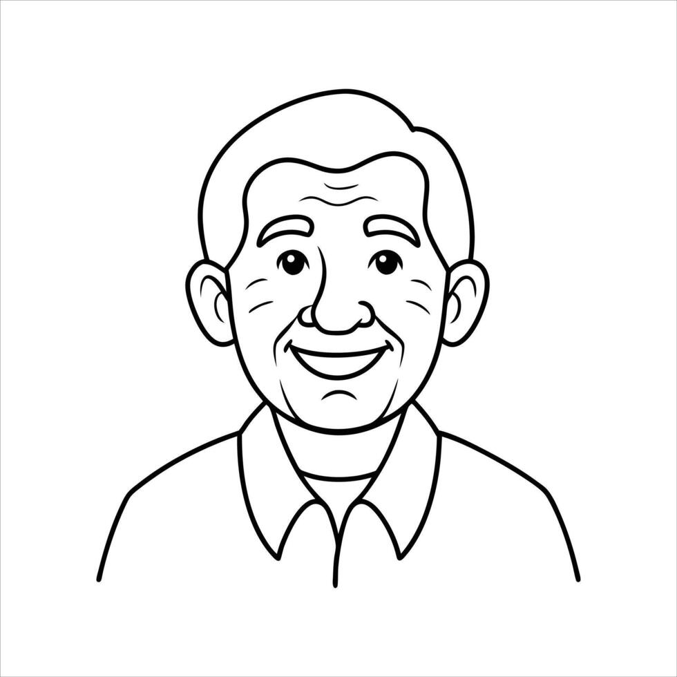 Cartoon Happy Senior Elderly Old Man Design Line Art 47230974 Vector