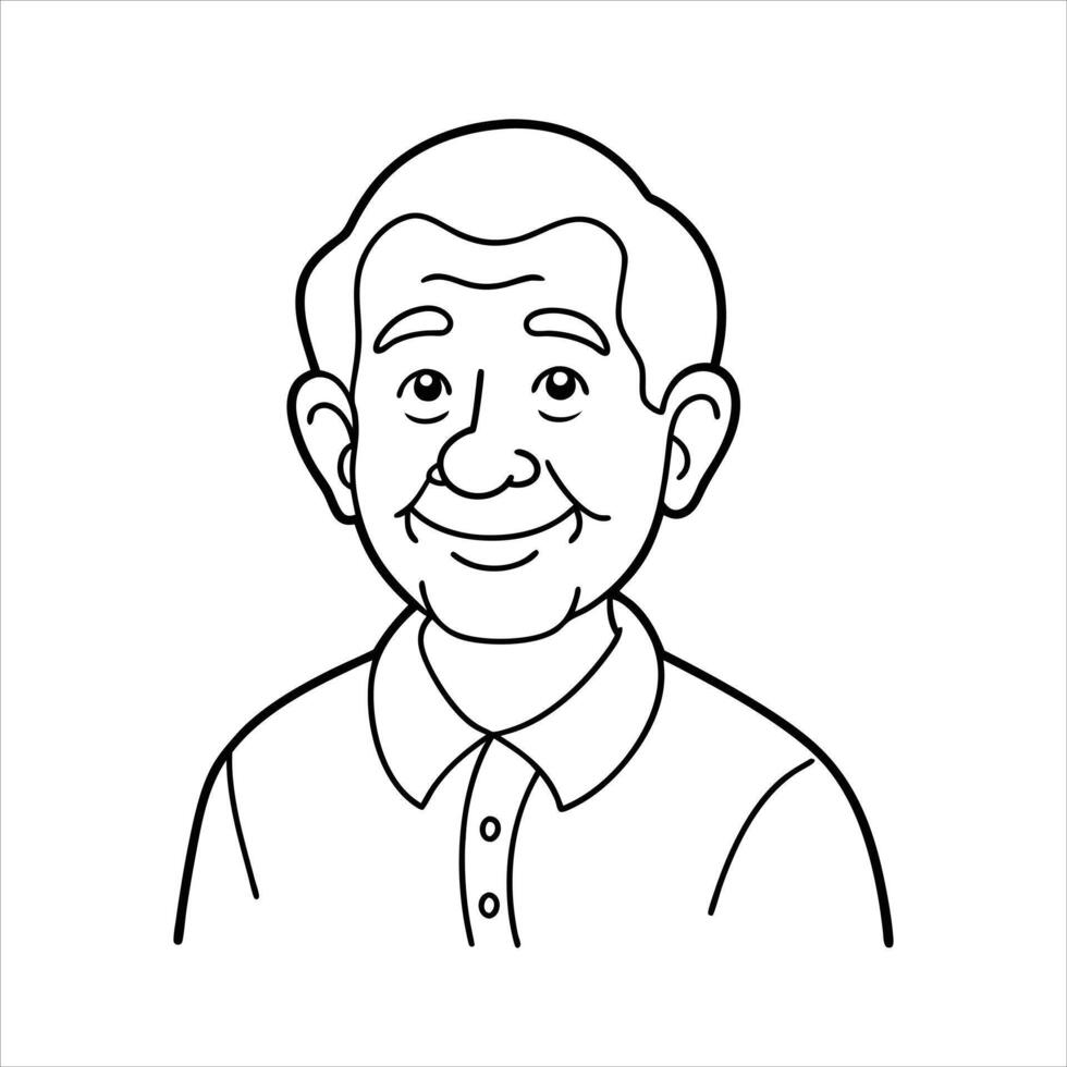 Cartoon Happy Senior Elderly Old Man Design Line Art 47230977 Vector