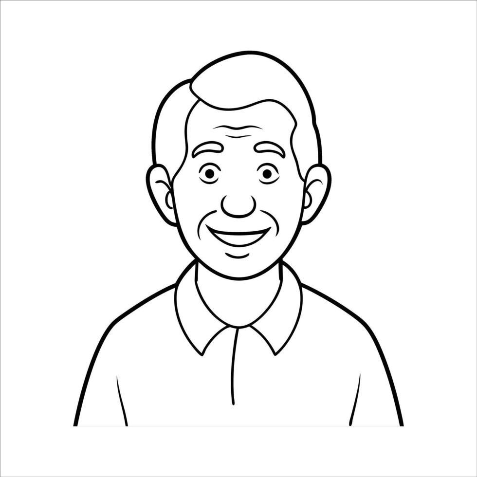 Cartoon Happy Senior Elderly Old Man Design Line Art 47230979 Vector