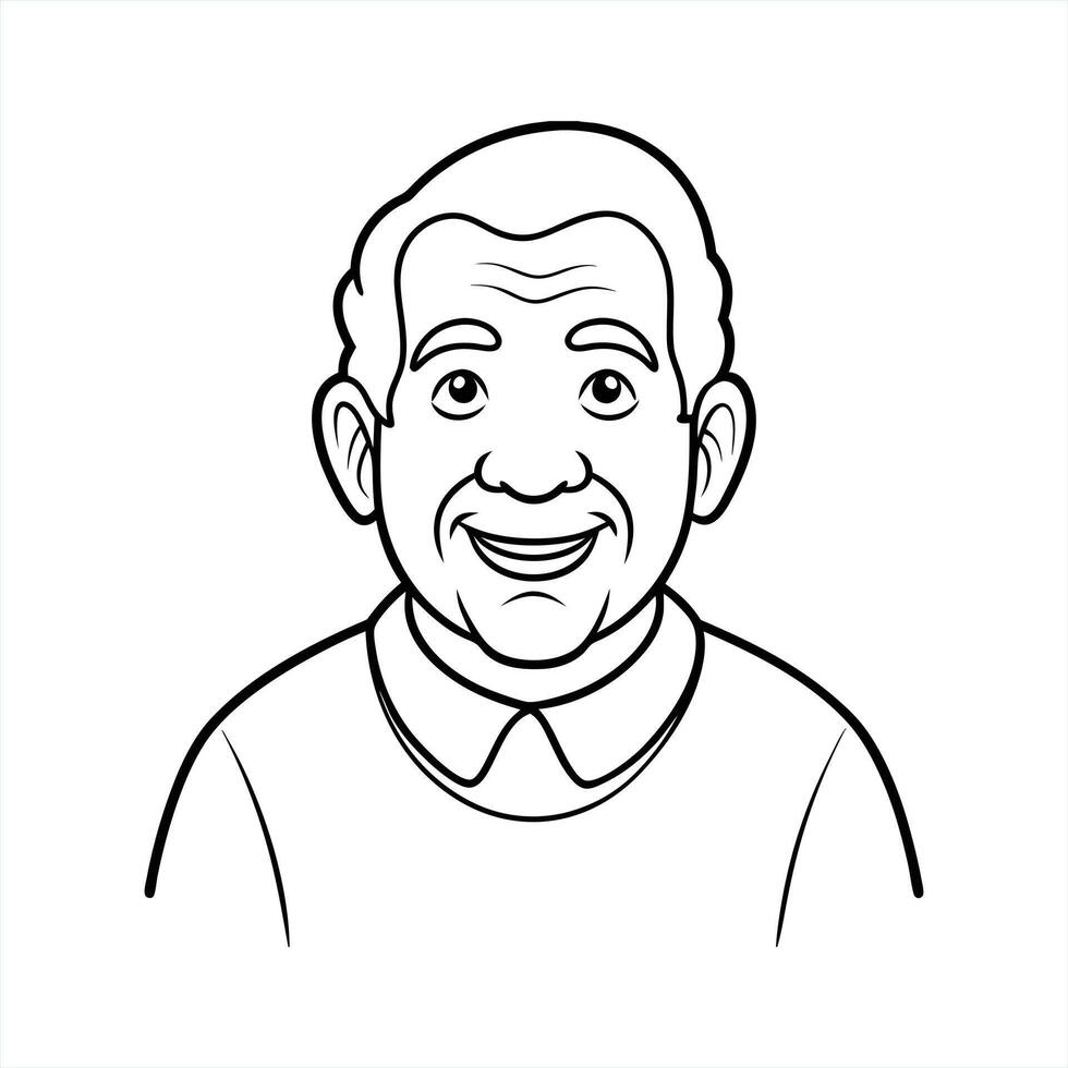 Cartoon Happy Senior Elderly Old Man Design Line Art 47230981 Vector