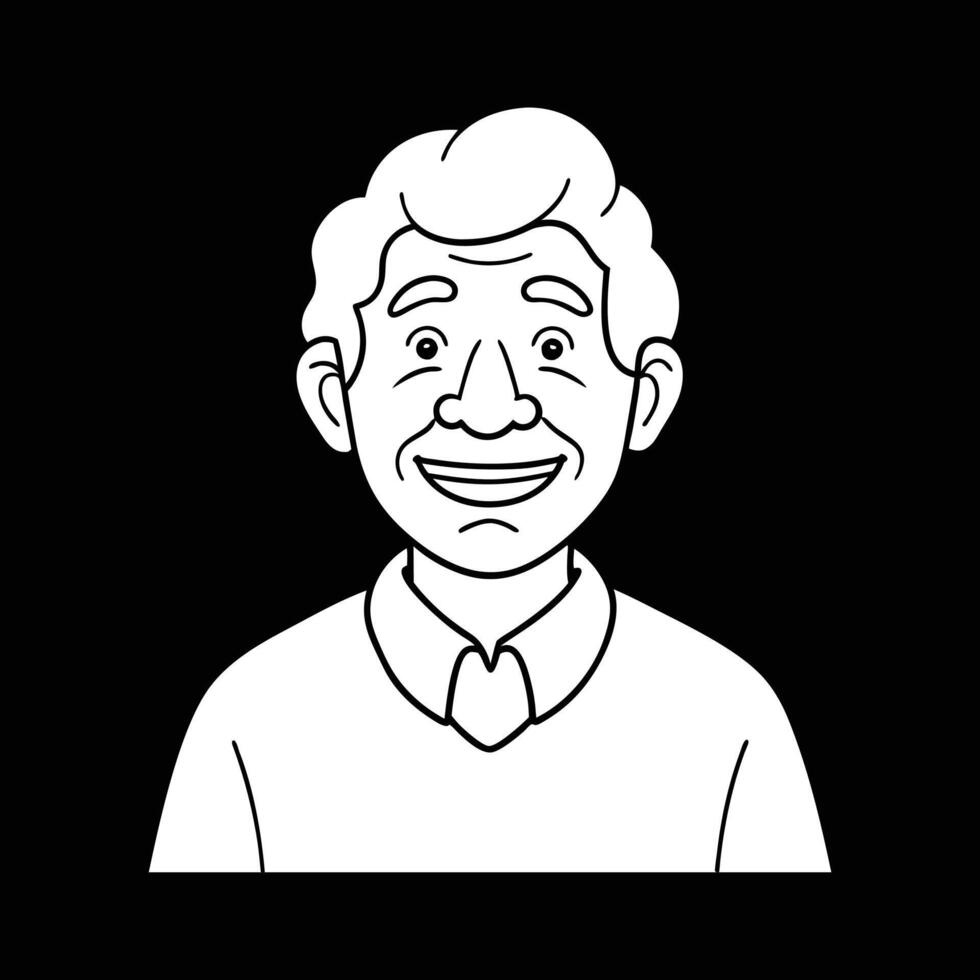 Cartoon Happy Senior Elderly Old Man Design Line Art 47230982 Vector