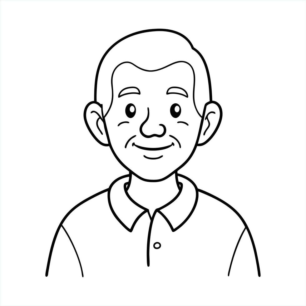 Cartoon Happy Senior Elderly Old Man Design Line Art 47230984 Vector