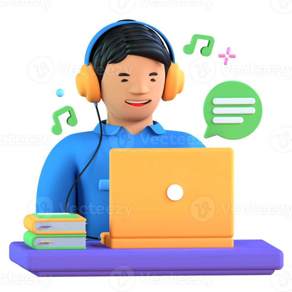 3D Illustration listening auditory learning 47236621 PNG