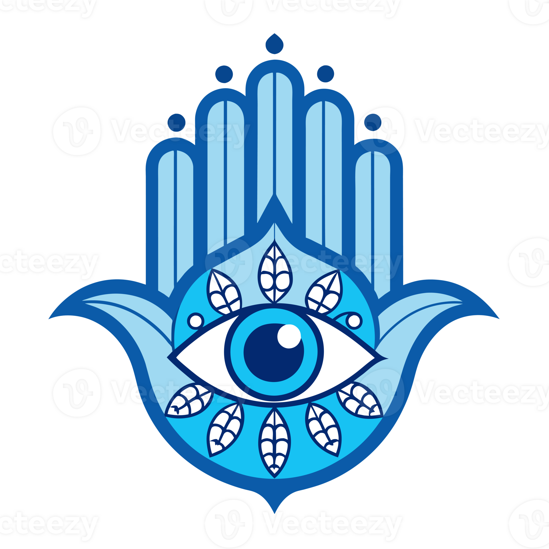 A Colorful Hamsa Hand Design Featuring An Eye In The Middle And Symmetrical Floral Patterns On