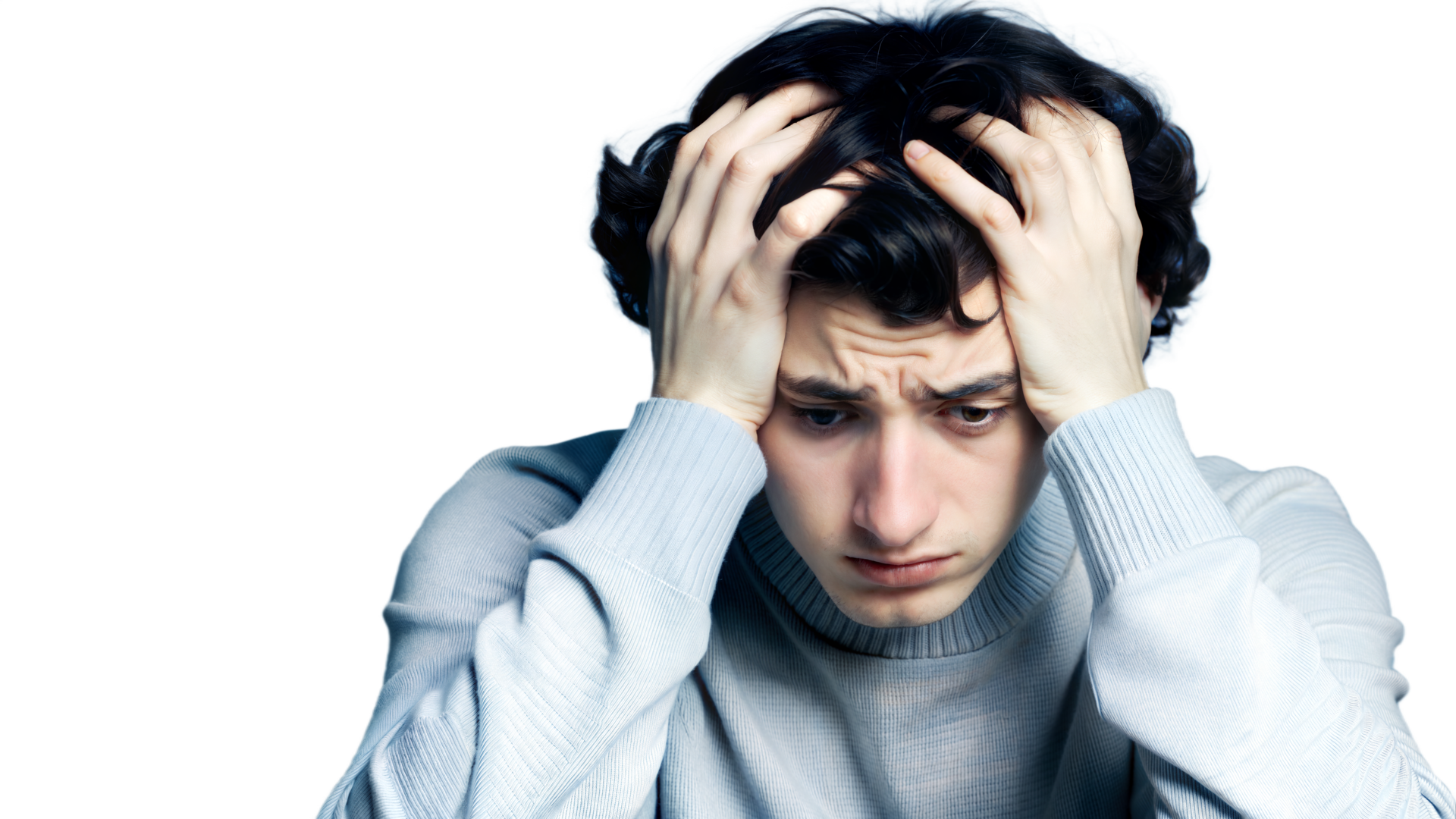 Person experiencing stress and anxiety, feeling overwhelmed with head ... Person experiencing stress and anxiety, feeling overwhelmed with head ...