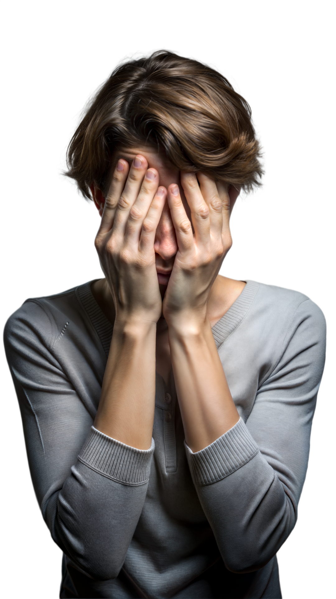 Person feeling anxious and showing signs of stress on transparent ...