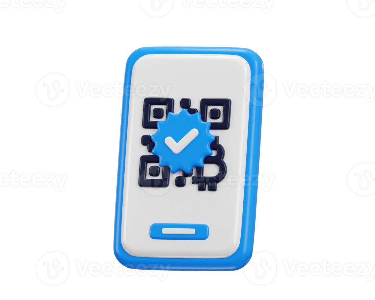 3d Smart Phone With Qr Code Scanner Verified Icon 47247995 Png