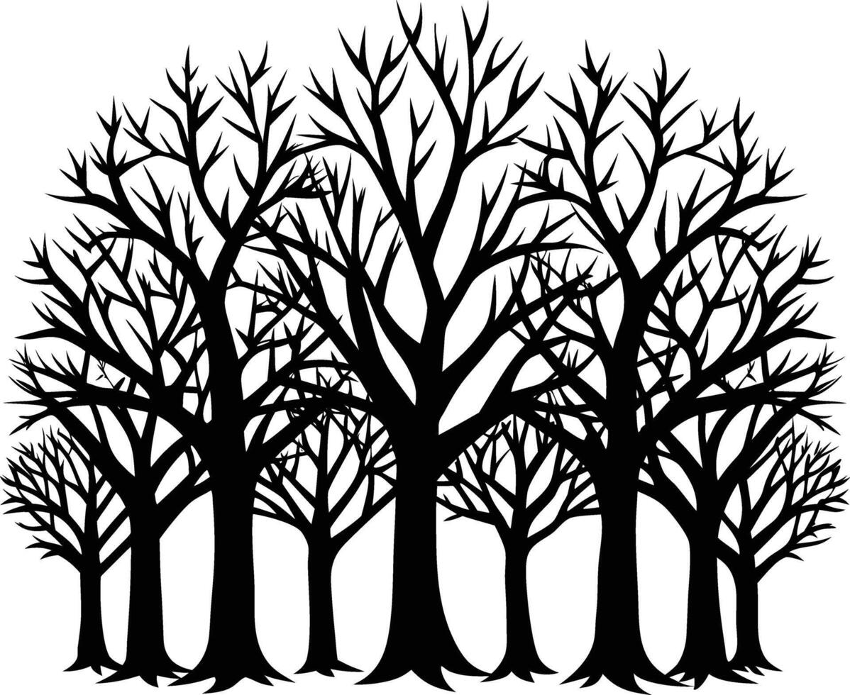 A black and white illustration of a treeline silhouette 47256867 Vector ...