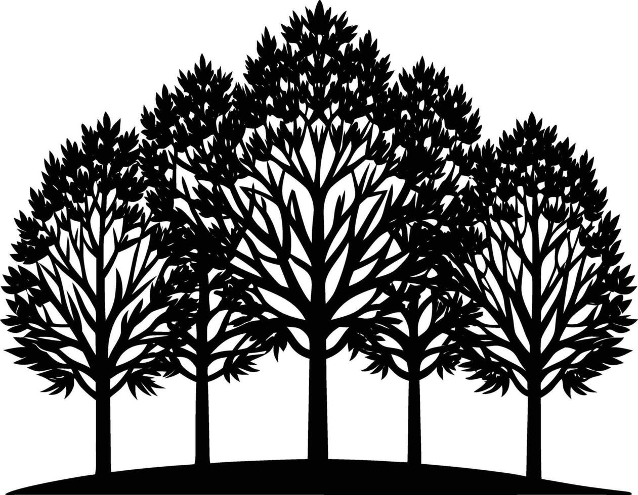 A black and white illustration of a treeline silhouette 47256876 Vector ...