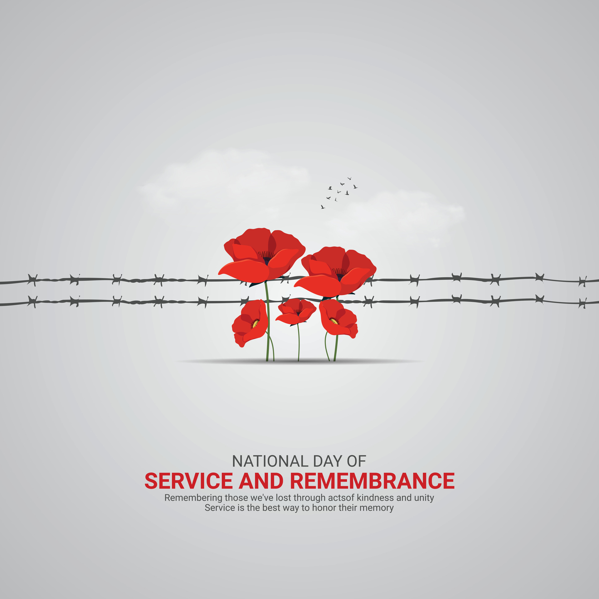 National Day of Service and Remembrance. gun and flower icon isolated on Template for background ...