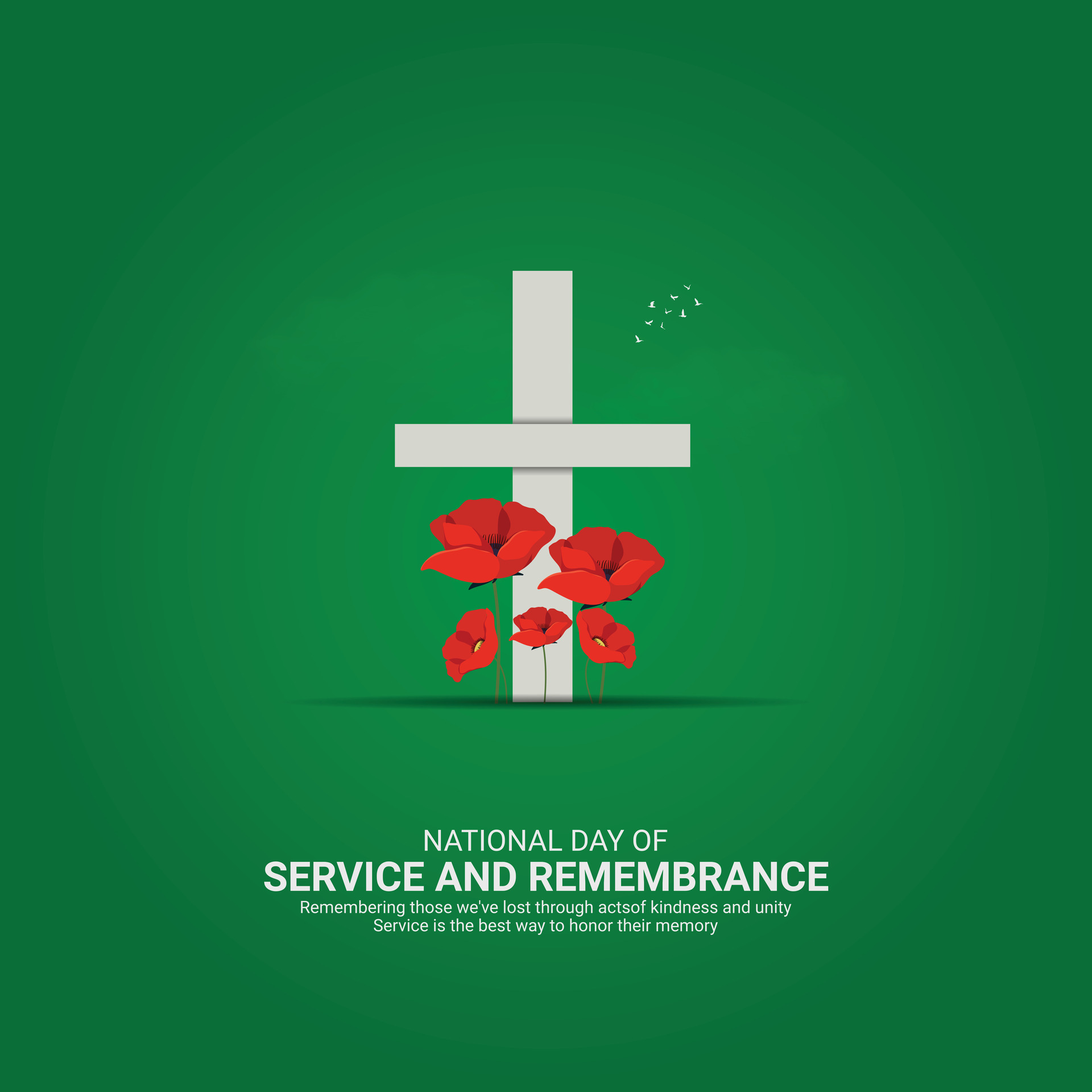 National Day of Service and Remembrance. gun and flower icon isolated on Template for background ...