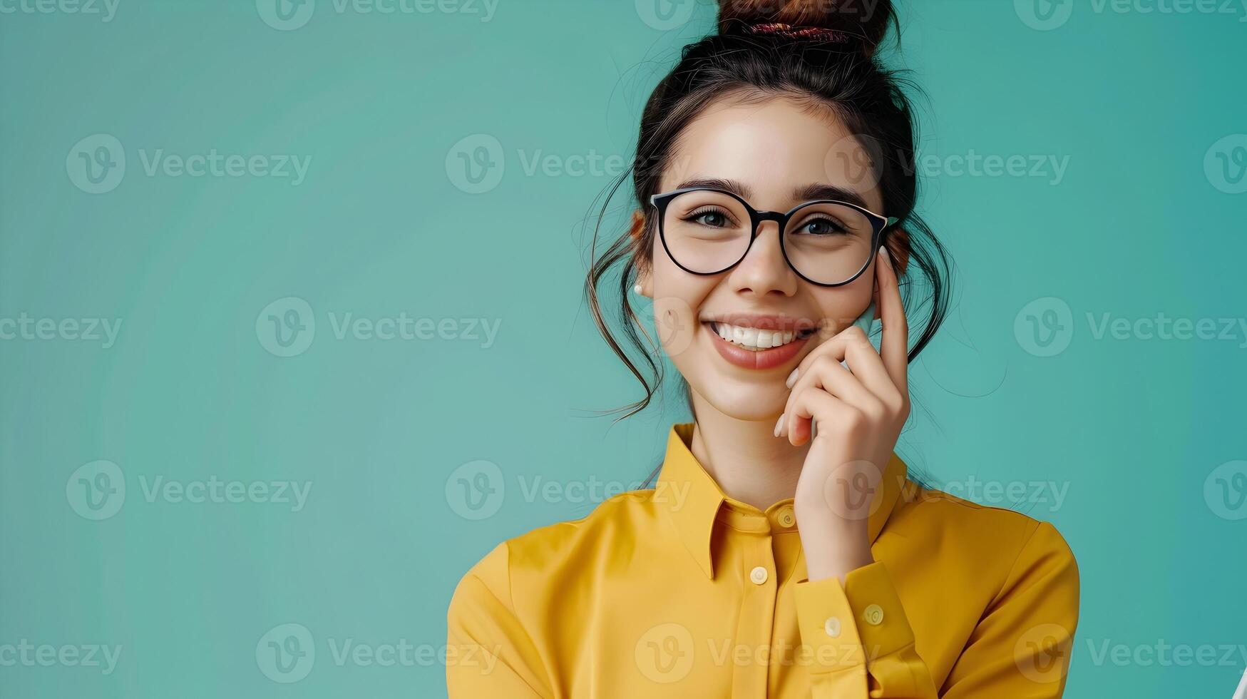Enthusiastic Personal Assistant Concentrating On Tasks With A Smile Virtual Office Background