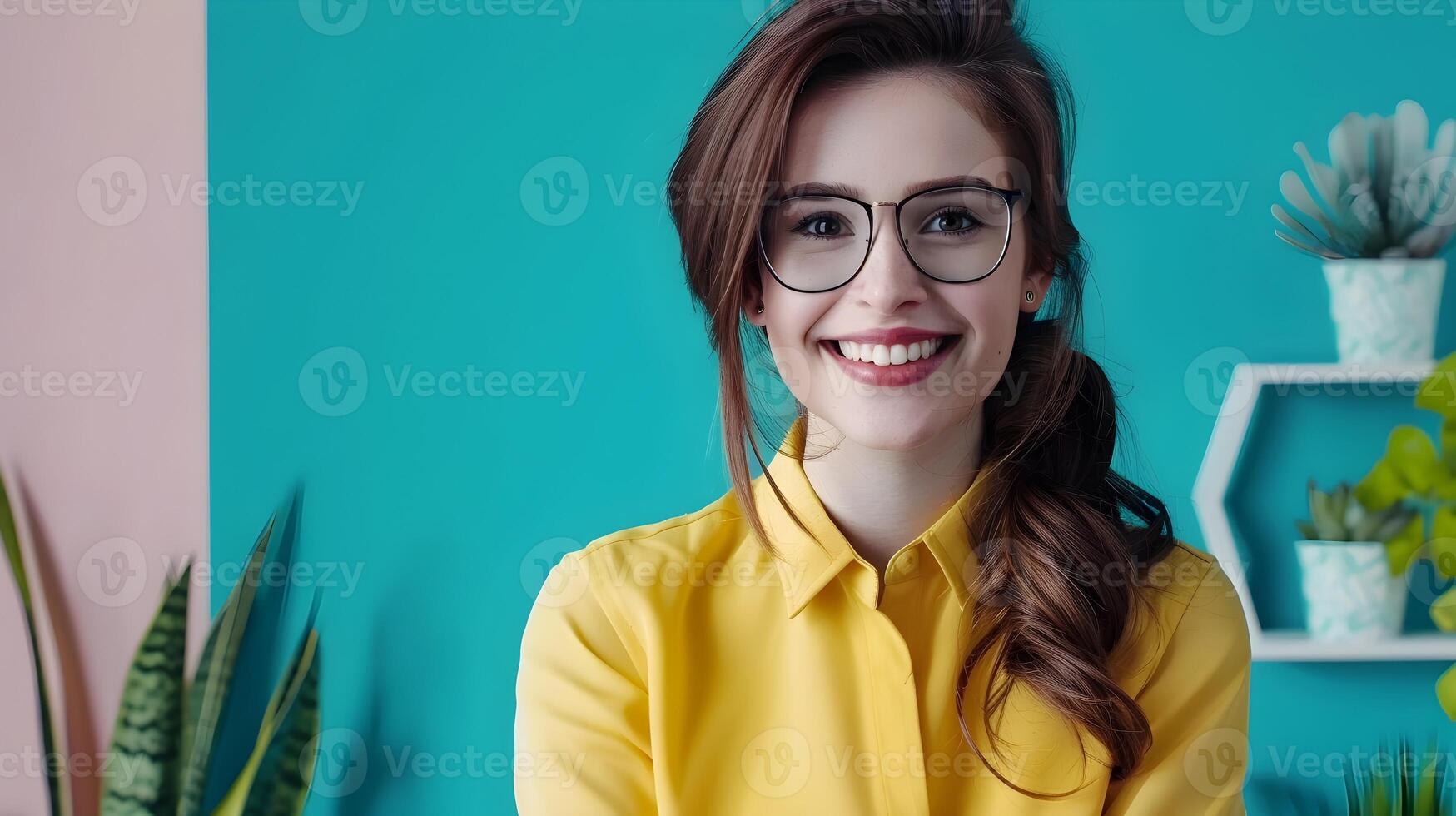 Vibrant Personal Assistant Exuding Joy And Professionalism In A Colorful Workspace 47268153
