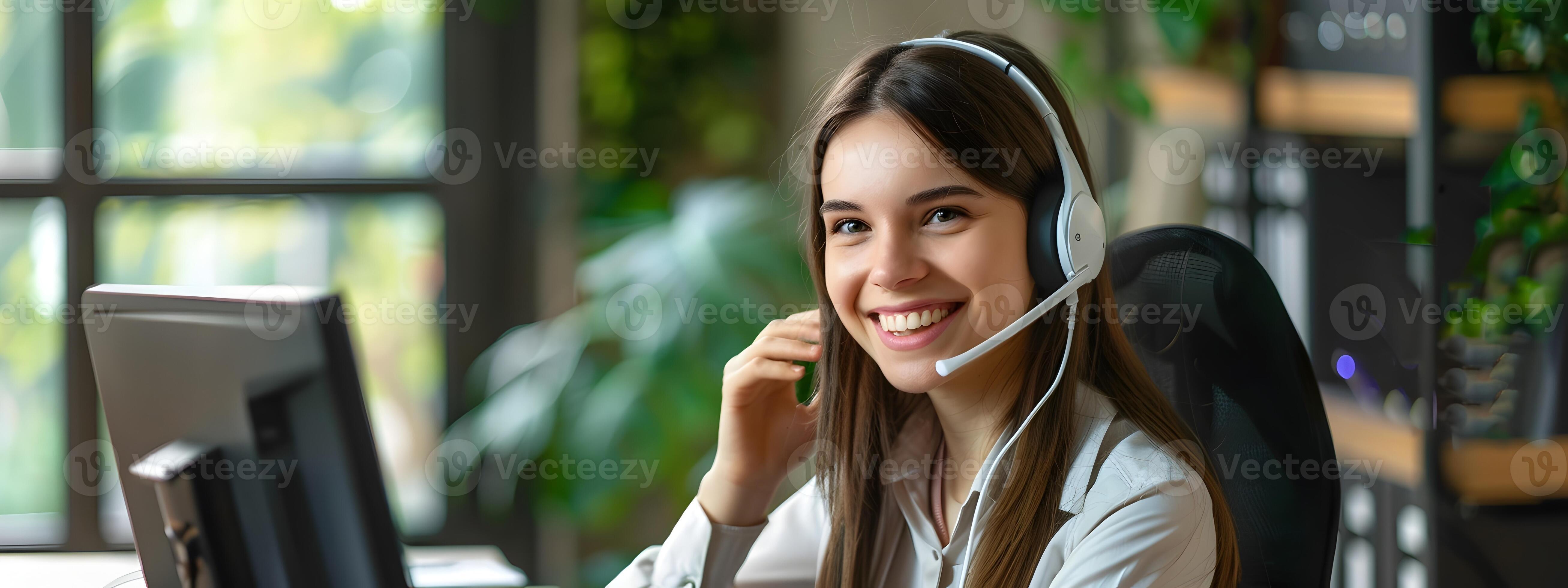 Friendly Customer Service Representative Assisting Client with Headset 47268382 Stock Photo at ...