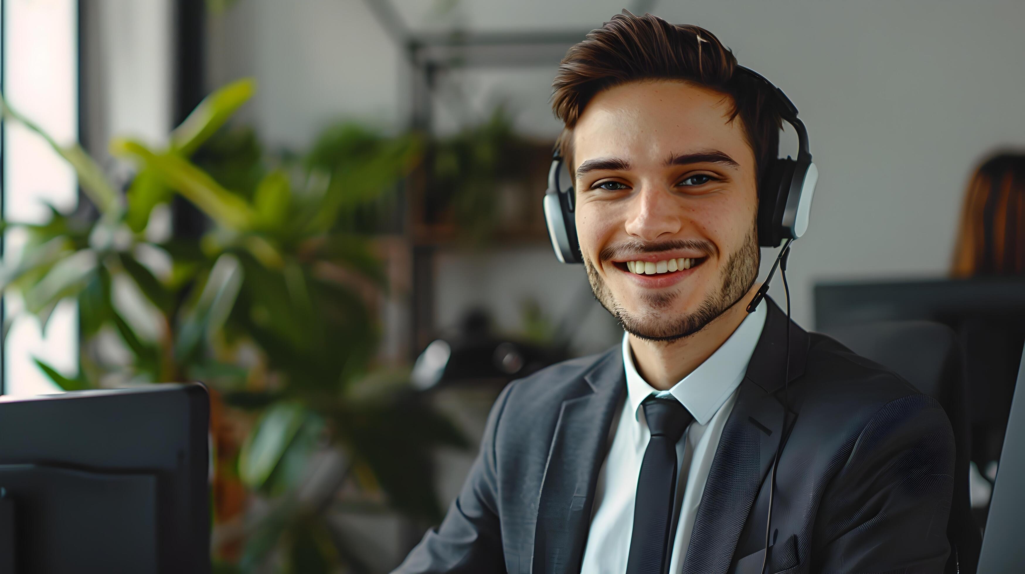 Enthusiastic Young Professional Businessman Working Confidently in Office 47268807 Stock Photo ...