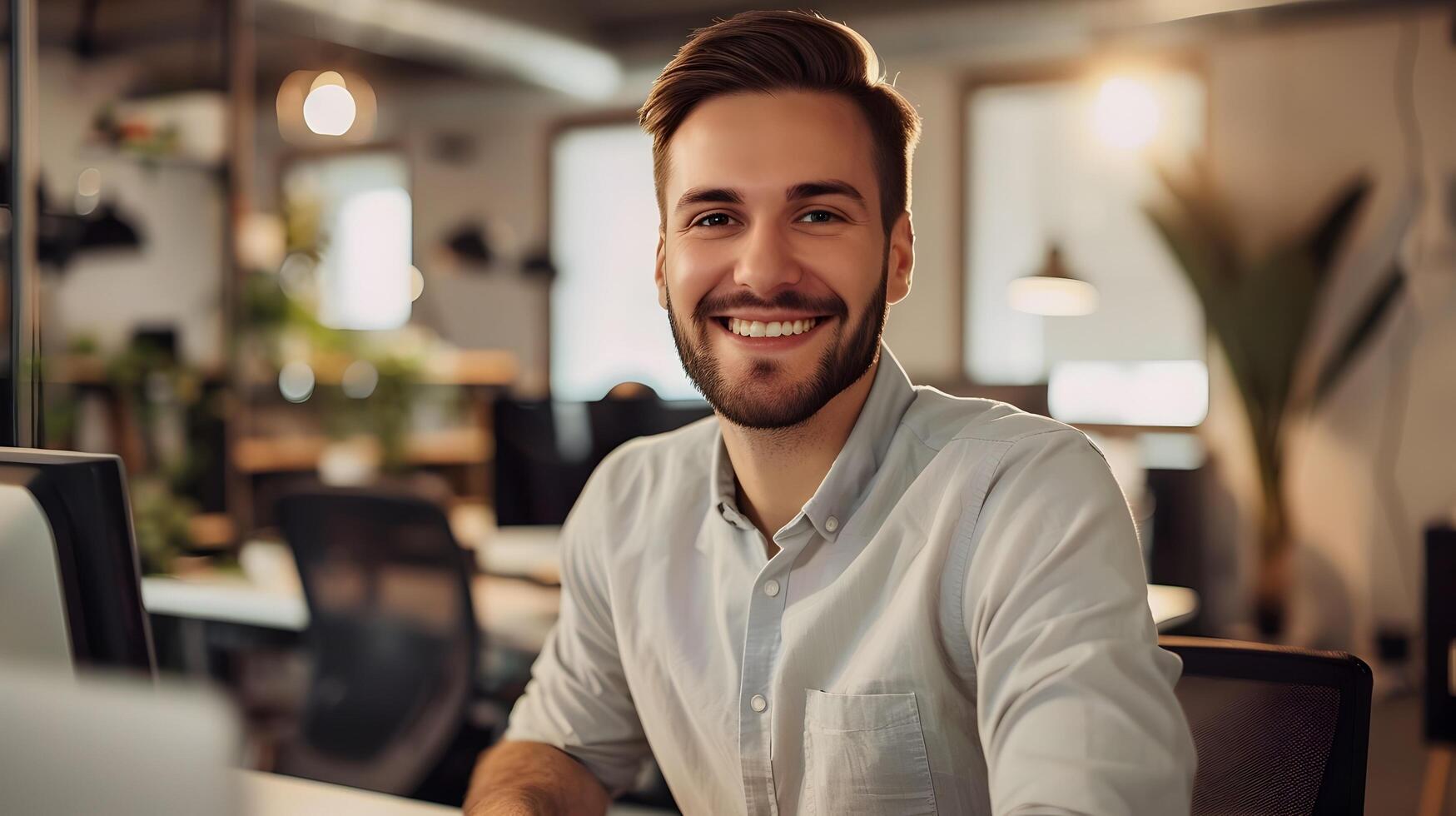 Confident Young Professional Smiling in Modern Office Setting 47268818 ... Confident Young Professional Smiling in Modern Office Setting 47268818 ...
