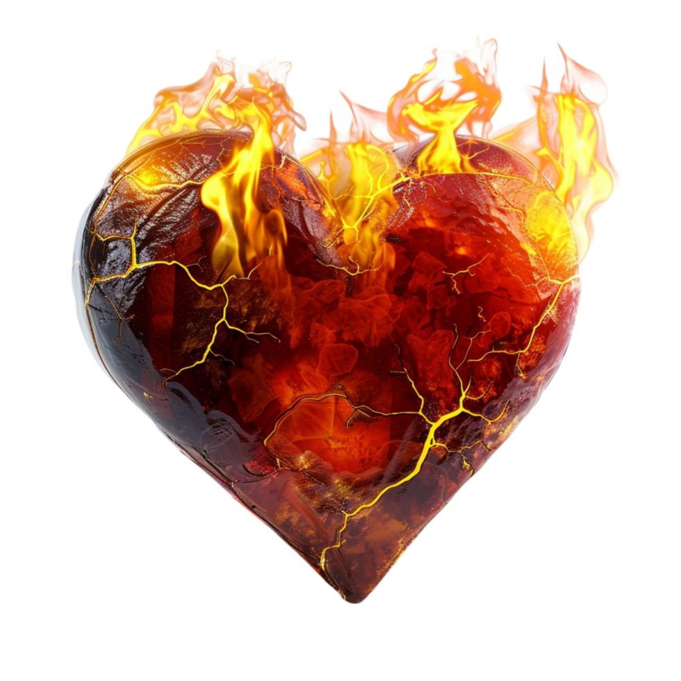 Burning Heart on Transparent Background. 47269491 PNG