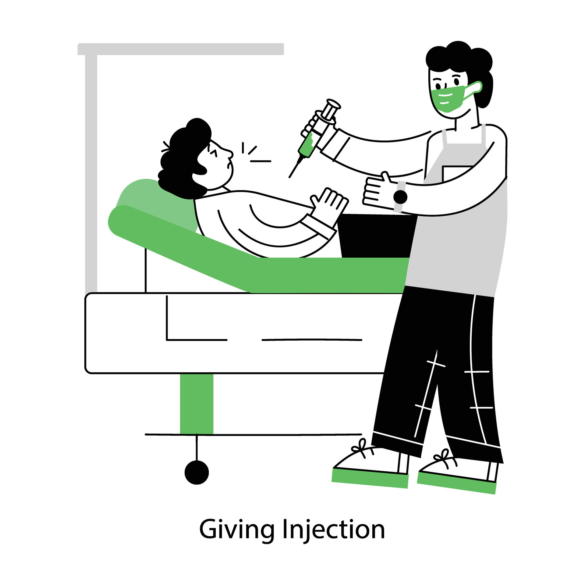 WebCharacter based linear mini illustration of giving injection ...