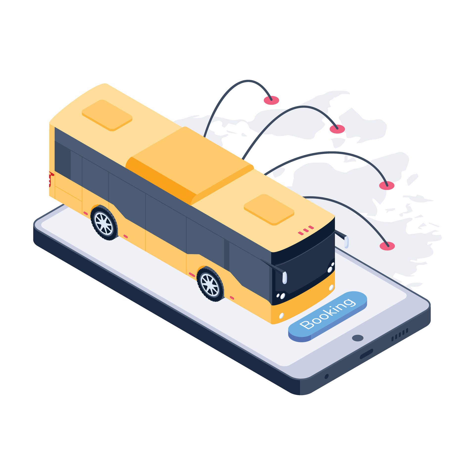This isometric icon showing online bus booking app 47297480 Vector Art at Vecteezy