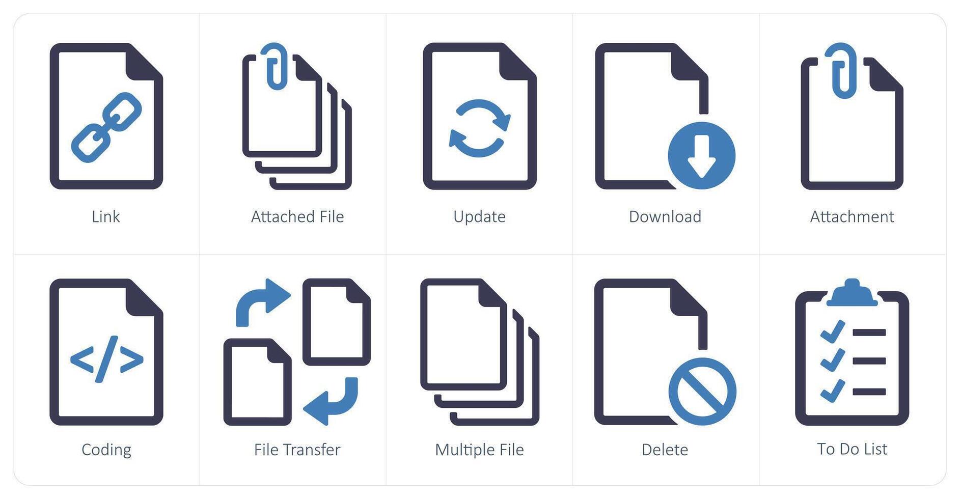 A set of 10 File icons as link, attached file, update 47298759 Vector ...