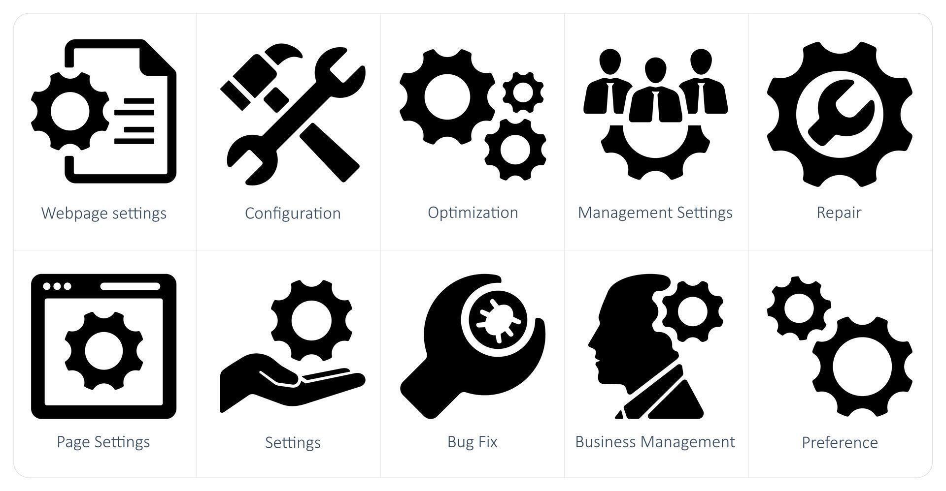 A set of 10 web marketing icons as webpage settings, configuration, optimization 47298846 Vector ...