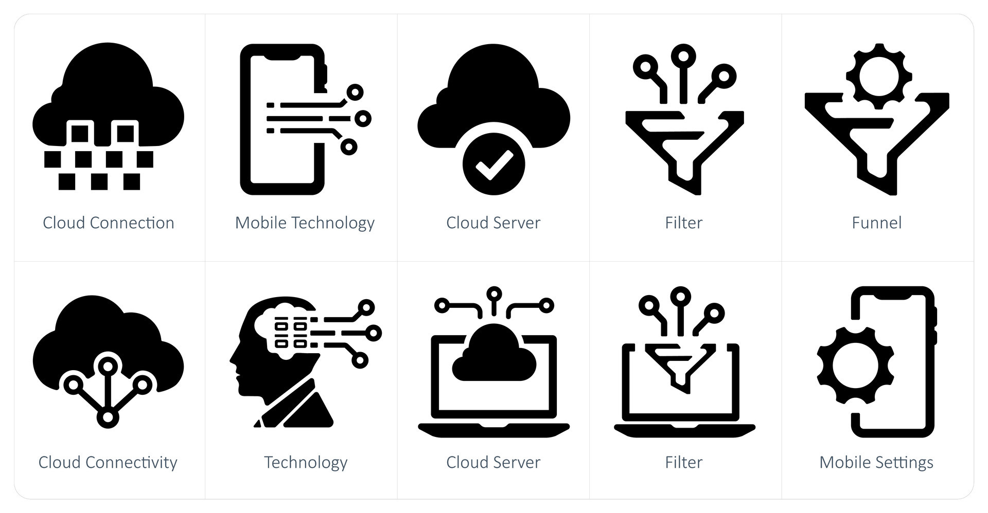 A set of 10 web marketing icons as cloud connection, mobile technology ...