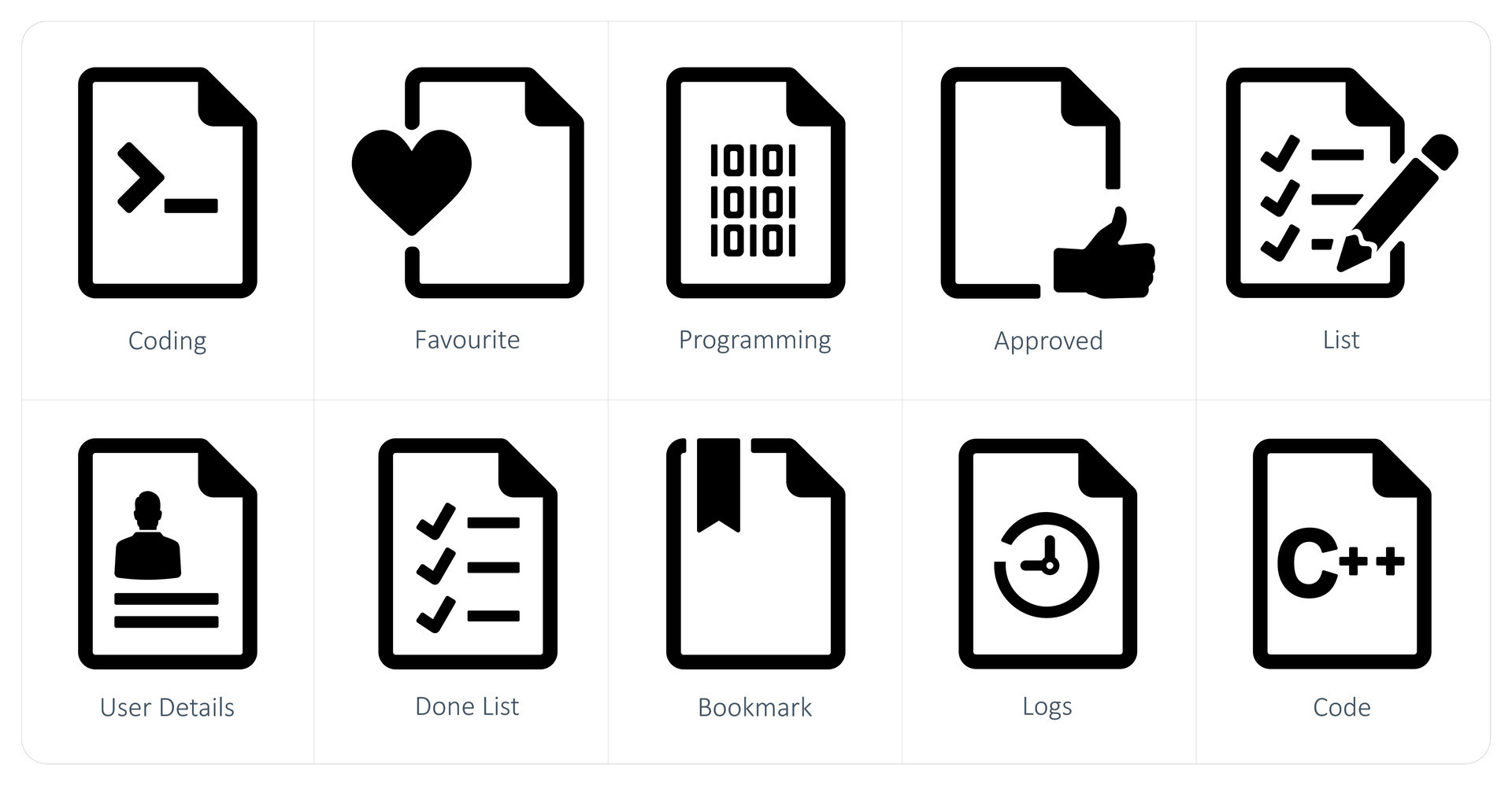 Un Conjunto De 10 Archivo íconos Como Codificación Favorito