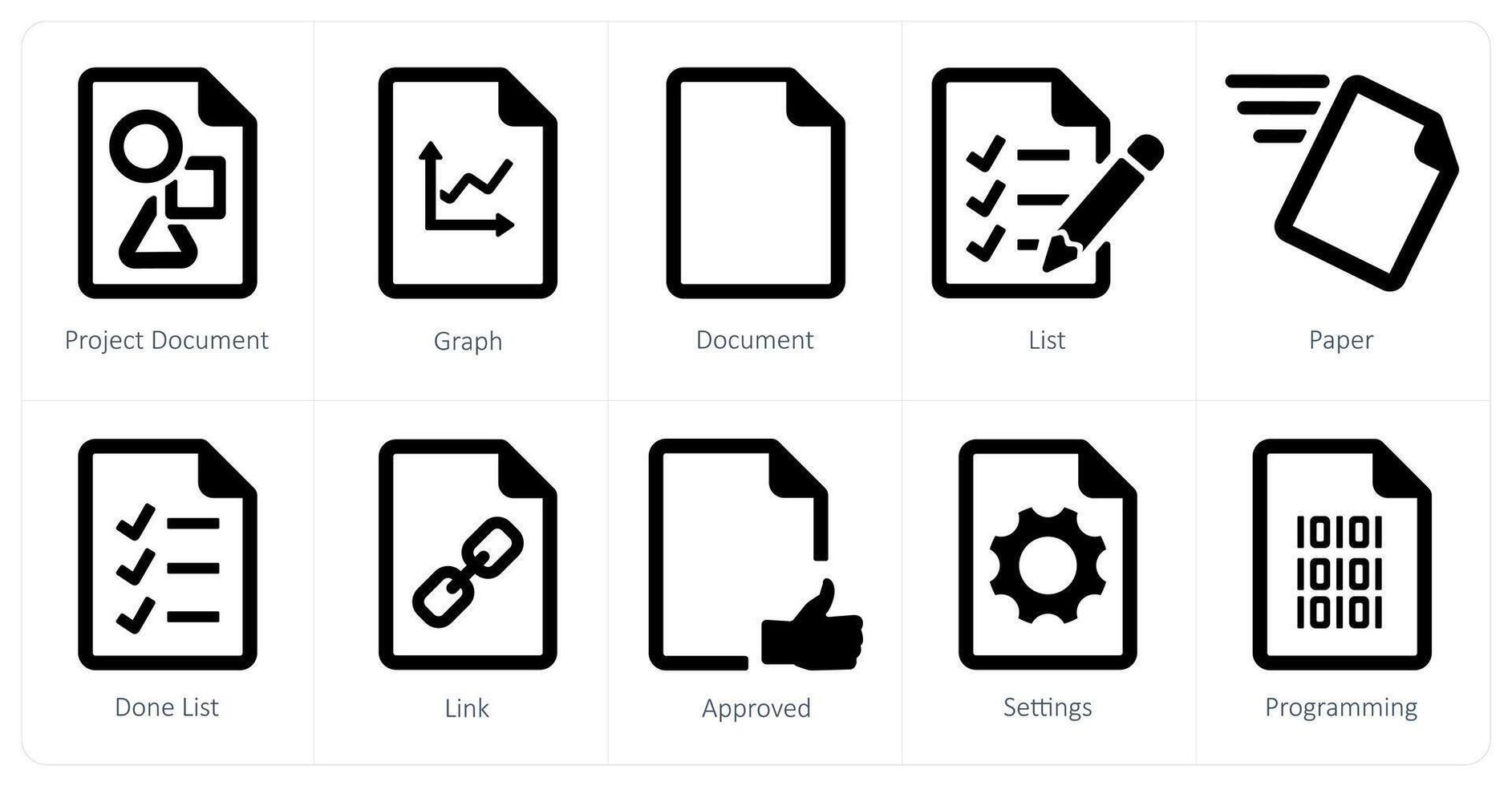 A set of 10 File icons as project document, graph, document 47298922 ...