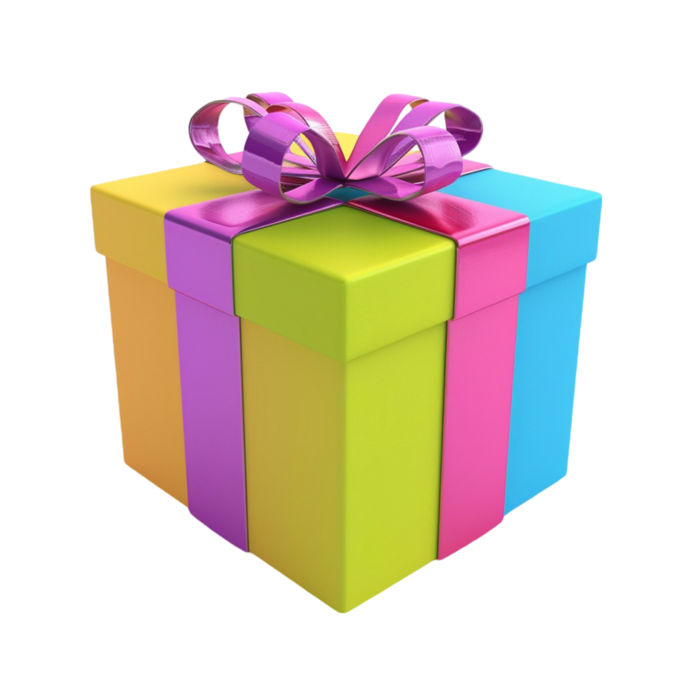 Red Bow Rainbow gift box Generative-AI 47300477 PNG