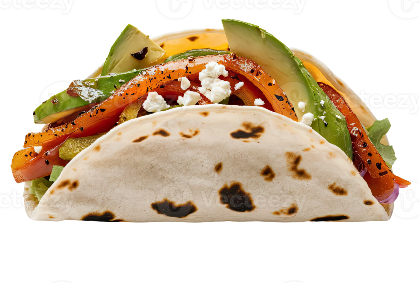 Isolated Taco With Seasoned Meat Vegetables And Salsa 47301767 Png