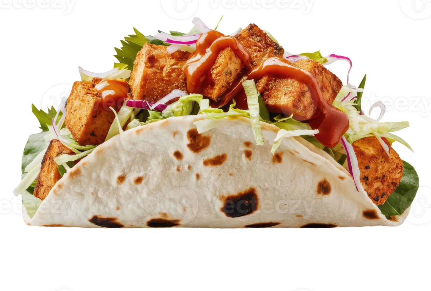Isolated Taco With Seasoned Meat Vegetables And Salsa 47301996 Png